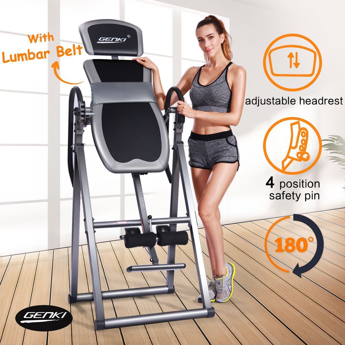 Genki Inversion Table Folding Gravity 4 Position Safety Spin Back ...