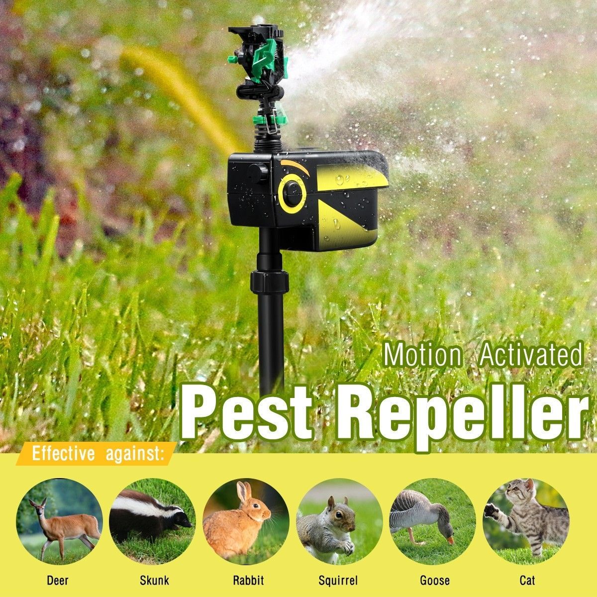 Maxkon Motion Activated Sprinkler Solar Powered Pest Repeller Garden ...