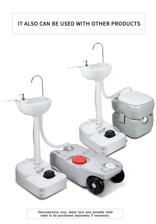 17L Portable Camping Basin Sink Hand Wash Stand Wheel Water Tank for ...