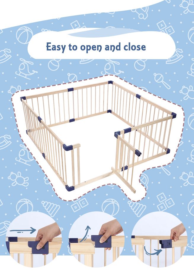 Wooden Baby Playpen Fence Barrier Kids Enclosure Activity Centre Safety ...