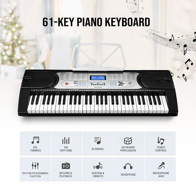 61 Key Electronic Keyboard Piano with 24 Demo Songs LED Screen Music ...