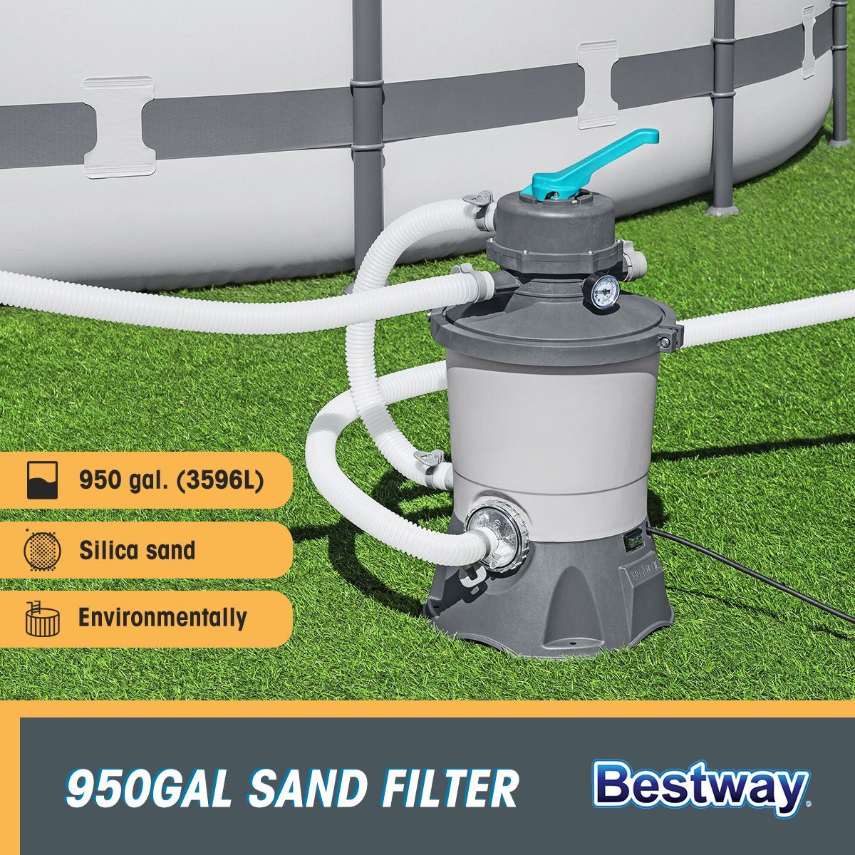 Bestway Flowclear Sand Filter Pump 950 Gal (3596L) for Above Ground ...