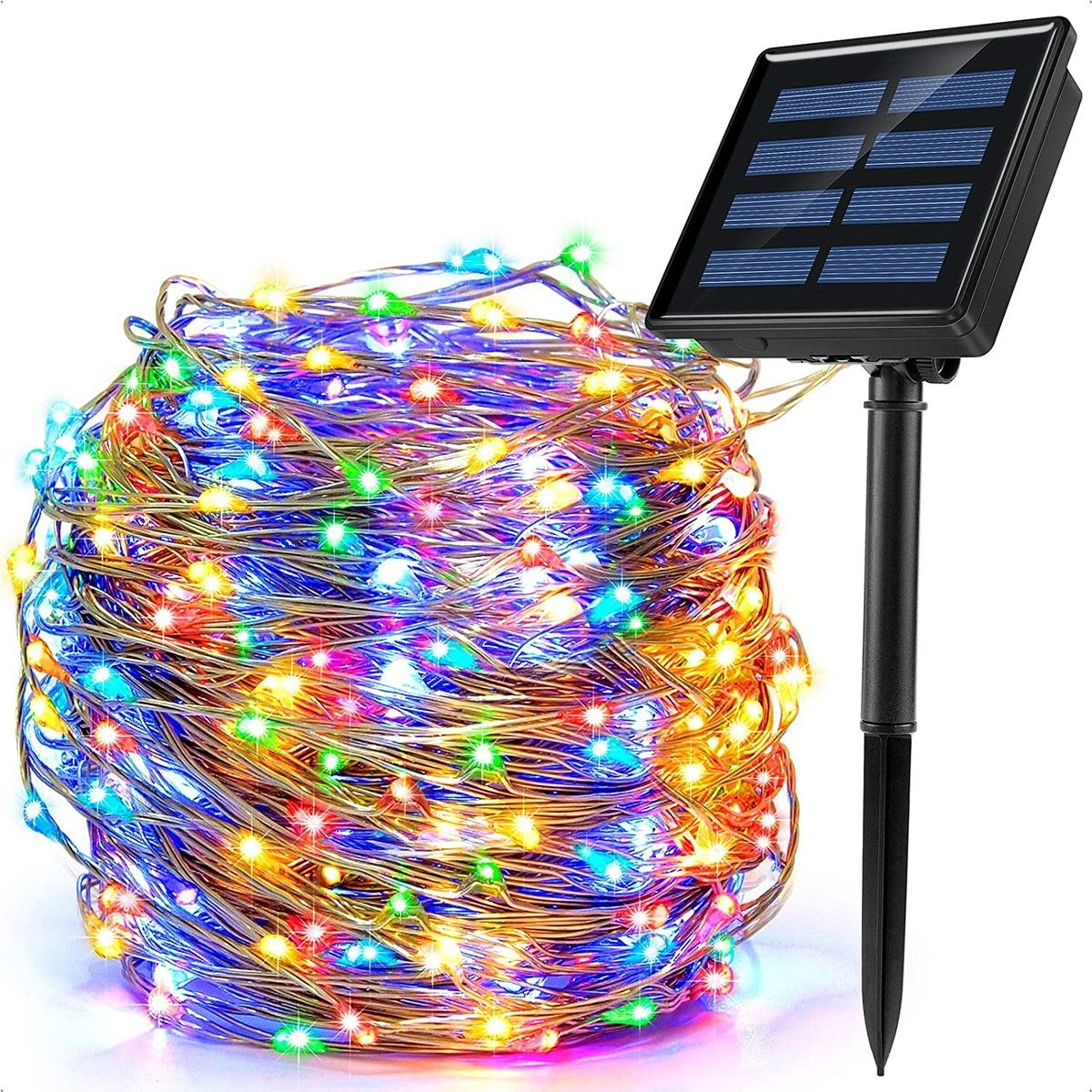 Solar String Lights Multi Color, 200 LED Solar Fairy Lights 8 Modes 72 ...