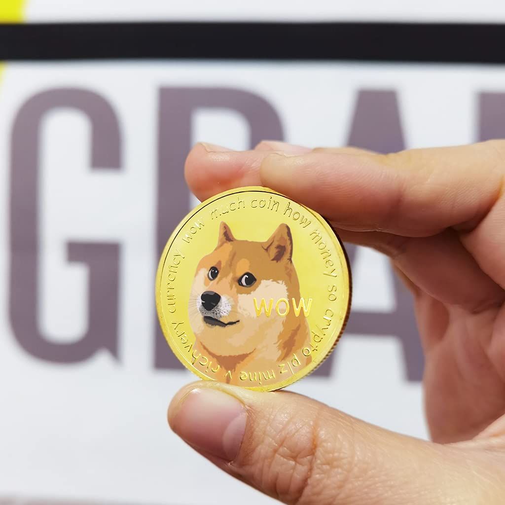 2Pcs Dogecoin Commemorative Coin Gold&Sliver Plated Doge Coin 2021 ...