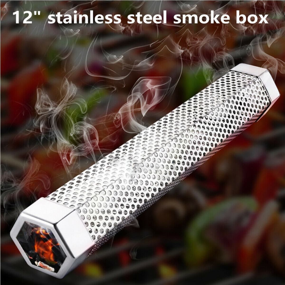 304 Stainless Steel Smoker Tube BBQ Wood Pellet Smoke Box Charcoal ...