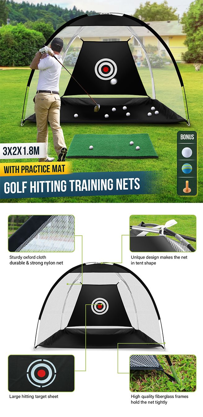 Golf Practice Net and Hitting Mat Target Set Training Aids Home Golf ...