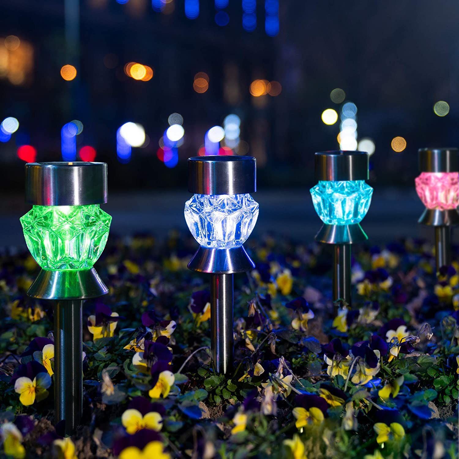 Color-Changing Solar Path Lights,6-Pack Solar Garden Decor Lights ...