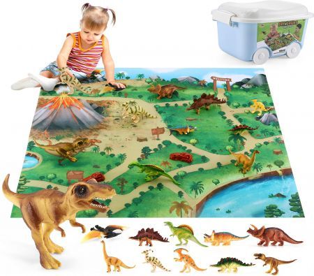Realistic Dinosaur Playset Activity Play Mat Figures Tyrannosaurus ...