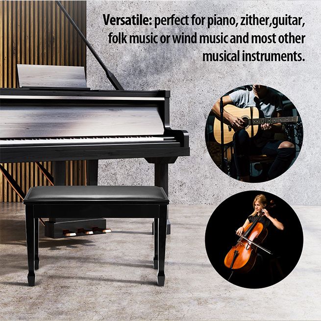 Melodic Wood Piano Stool Seat Stage Bench Keyboard Chair with PU ...