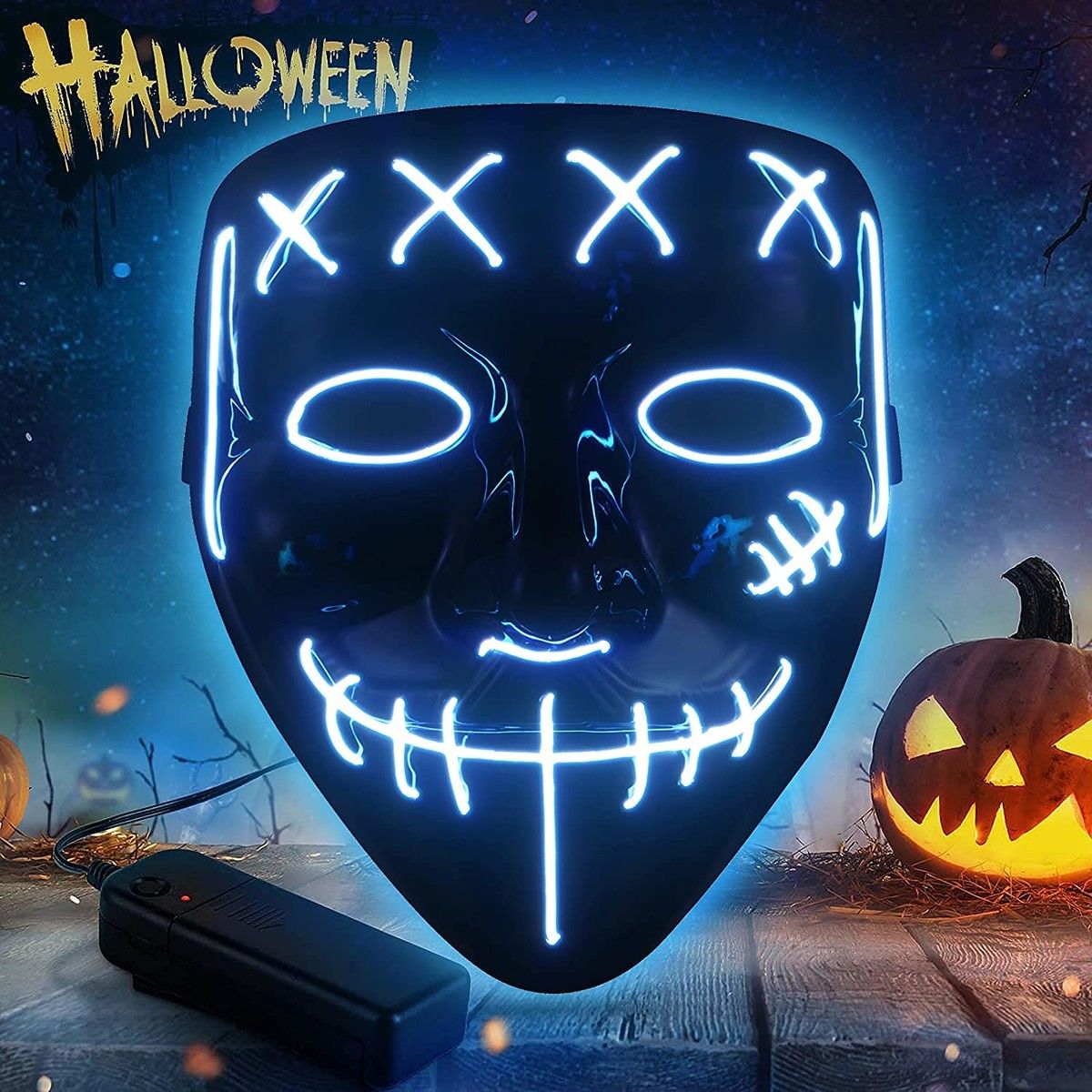 Halloween Purge Mask Light Up-LED Scary Masks Cosplay Costumes for Boys ...