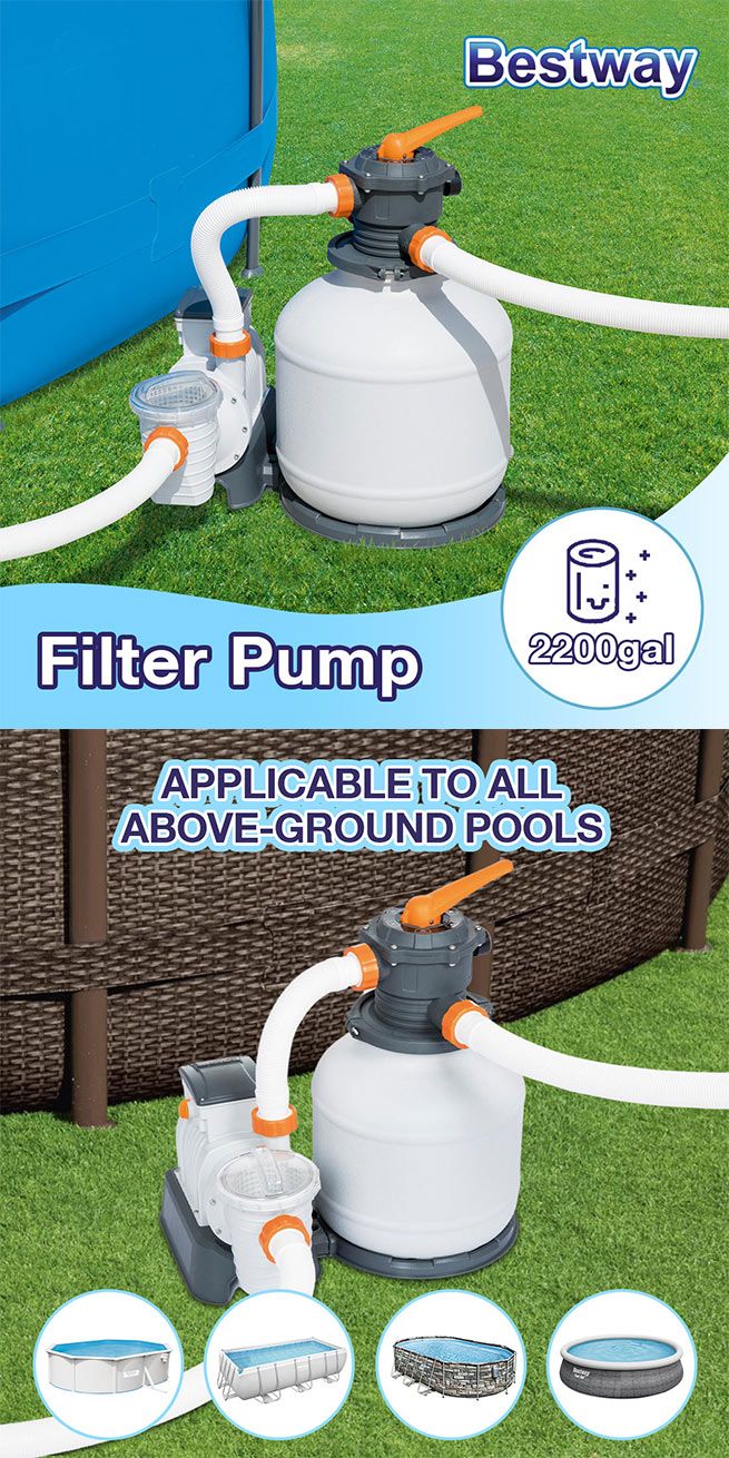 Bestway 2200 Gallon Above Ground Swimming Pool Sand Filter Pump ...