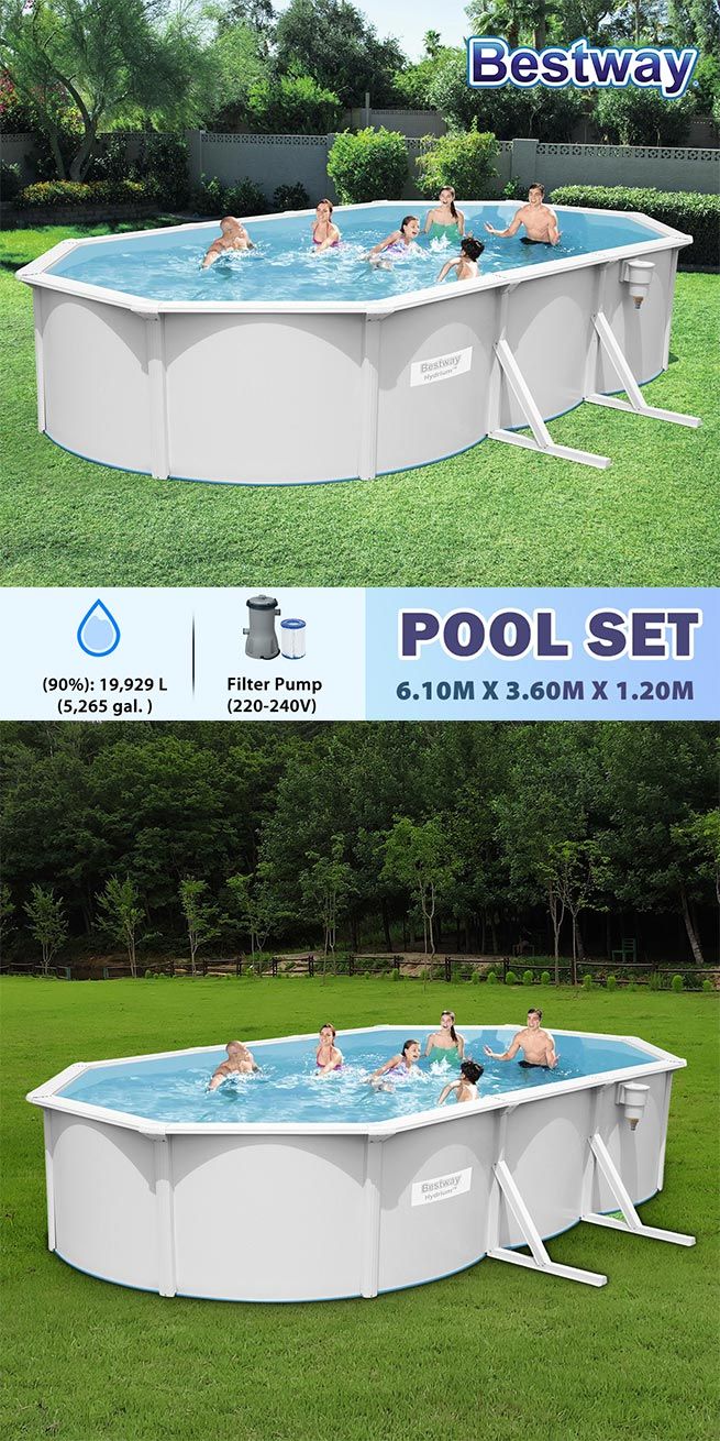 Bestway Premium Pool Set Above Ground Luxury Swimming Bath Spa Oval ...