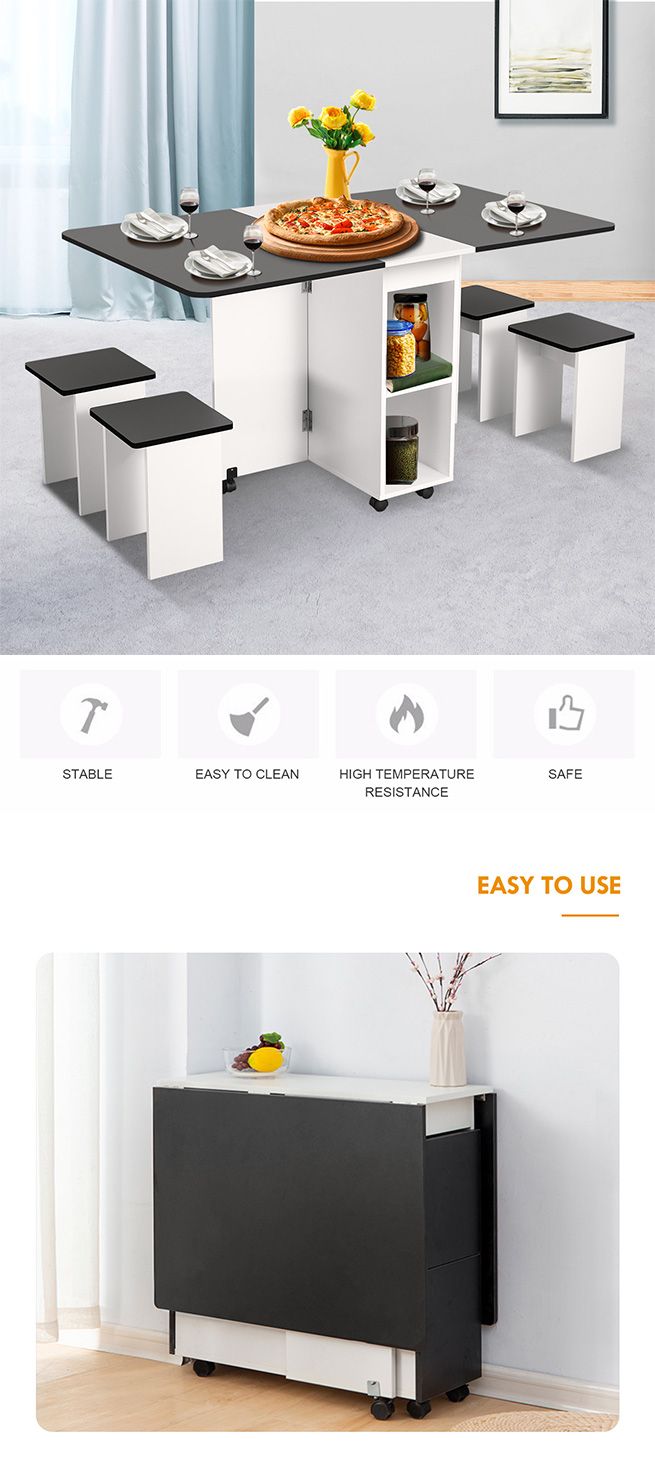 Folding Dining Table Set and Chairs Modern Home Furniture ... Folding Dining Table Set and Chairs Modern Home Furniture ...