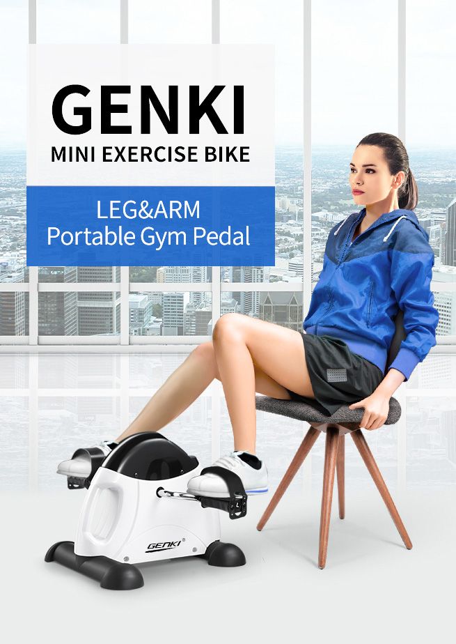 Genki Mini Exercise Bike Portable Pedal Exerciser Adjustable Home Gym ...