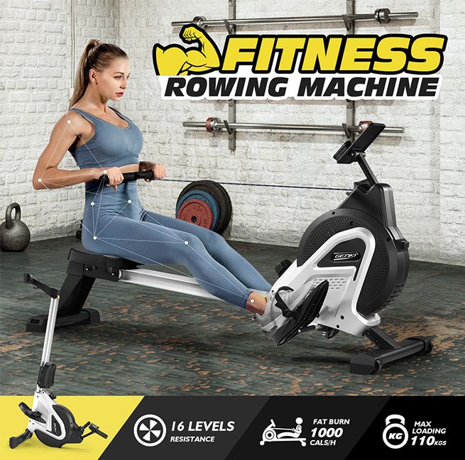 Genki Magnetic Exercise Rowing Machine Home Gym Rower Workout LCD 16 ...