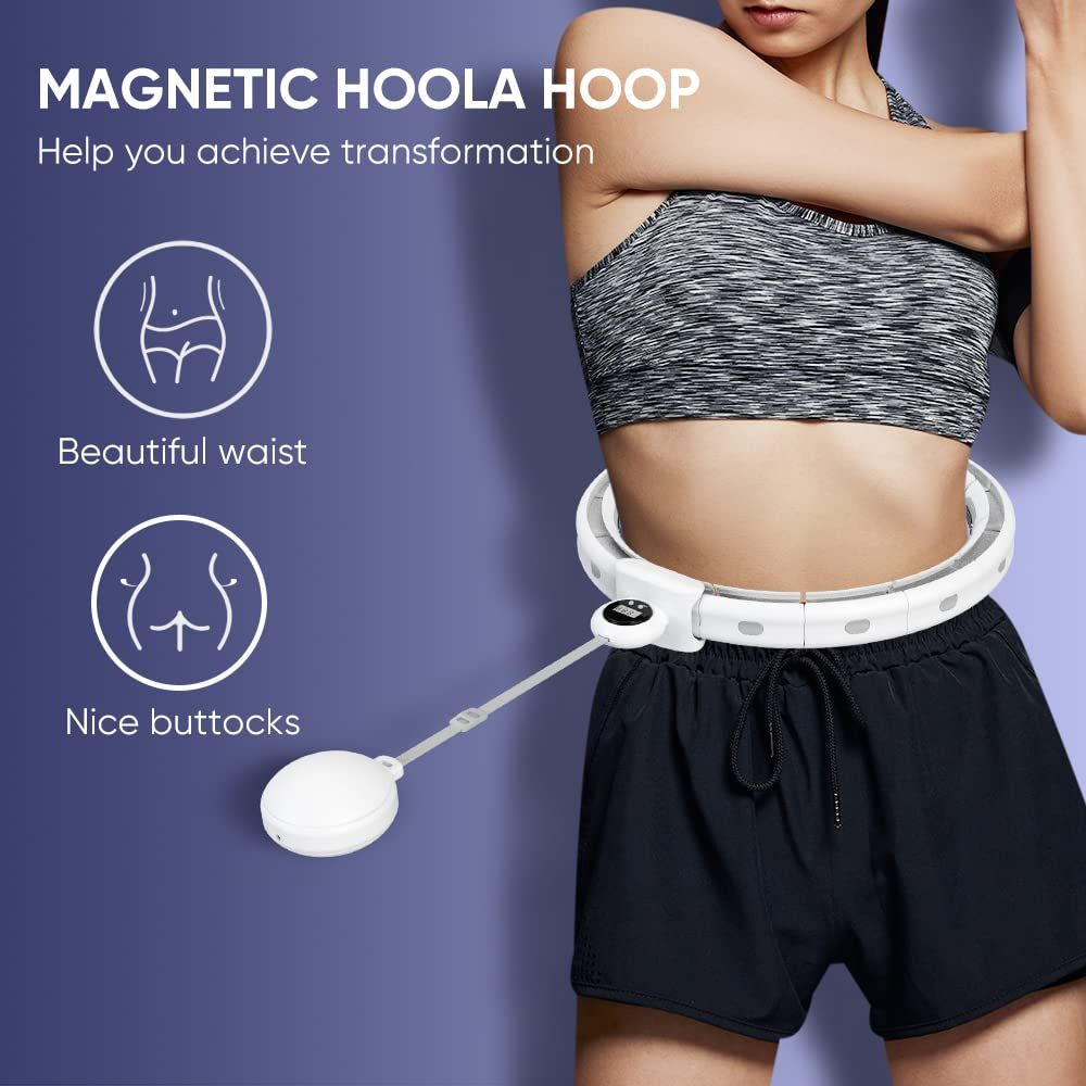 Weighted Hula Hoop Infinity Hoop Hula Hoops for Adults Weight Loss Adjustable 16 Knots Soft ...