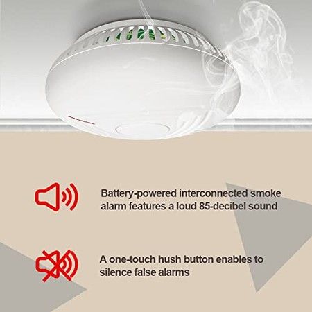 Wireless Interconnected Photoelectric Smoke Alarm ,10 Year Lithium ...