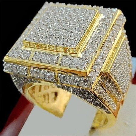 Iced Out Big Square Men Jewelry Hip Hop Ring - 10