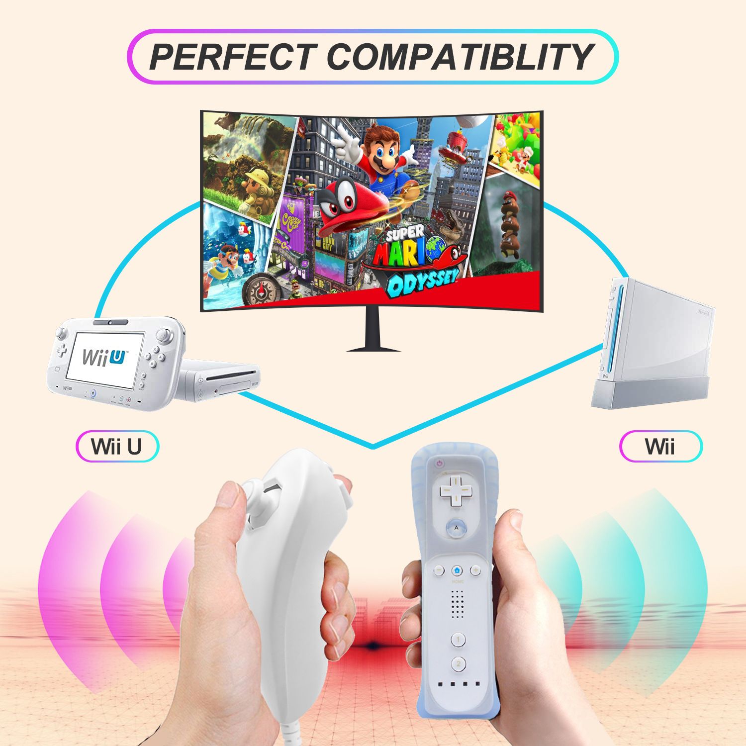 Wii Remote Controller, Replaceable Remote Game Controller with Nunchuck ...