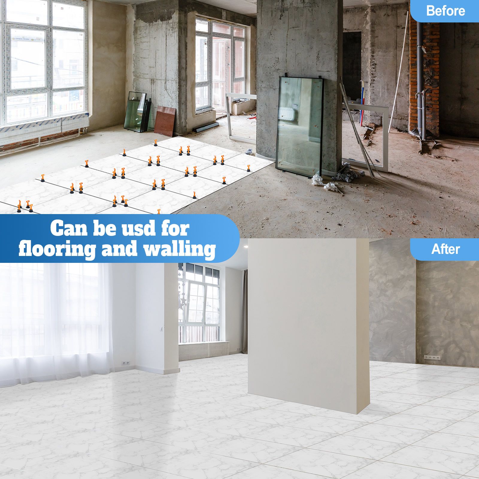 300PCS Tile levelling System Clips Spacers levellers Tiling Tool Kit ...