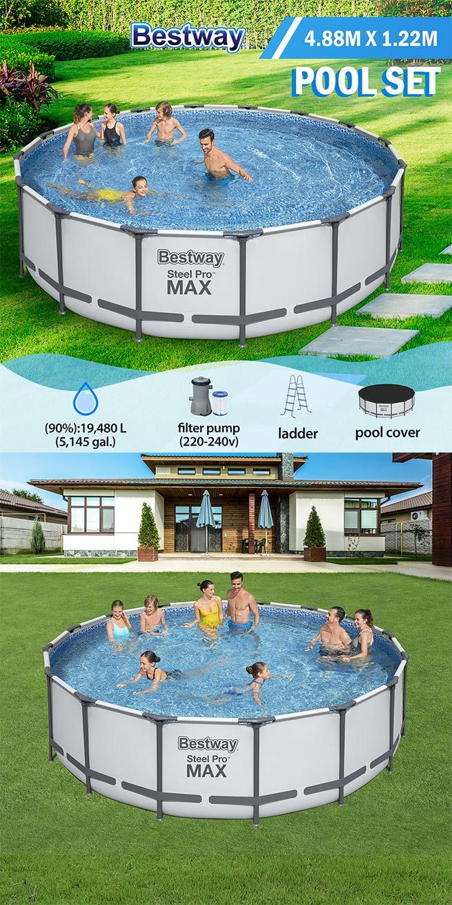 Bestway Above Ground Swimming Pool Portable Backyard Outdoor Pool Set ...