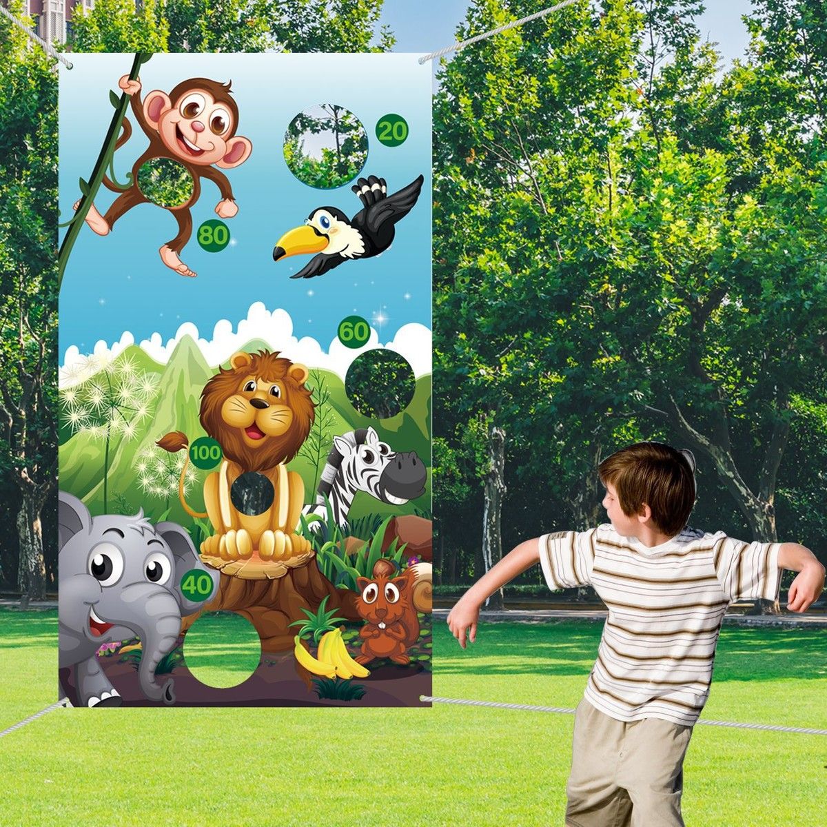 Animal Toss Game with 3 Nylon Bean Bags for Children Adult Theme Party ...
