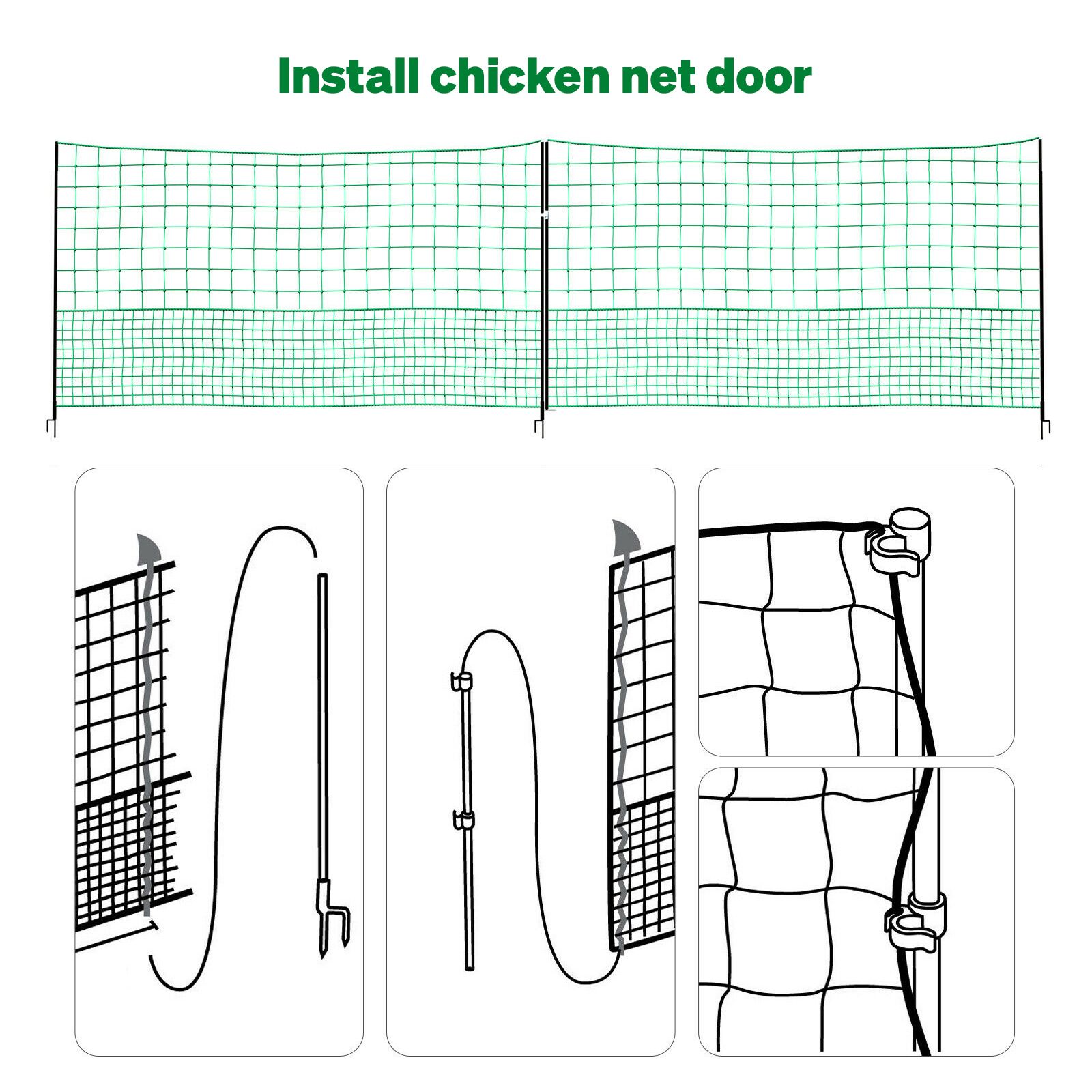 Chicken Fence Poultry Runs Coop Farm Pen Mesh Cage Net Habitat House ...