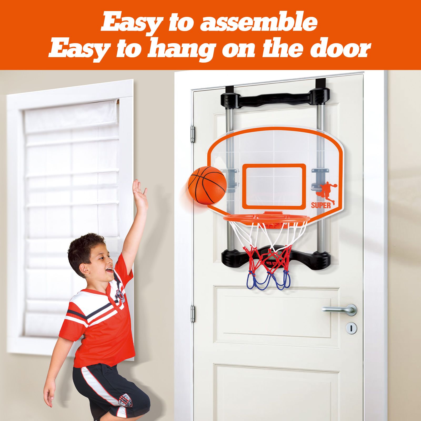 Mini Basketball Hoop Door Ring Wall Mounted Indoor Hang On Toy Set for ...