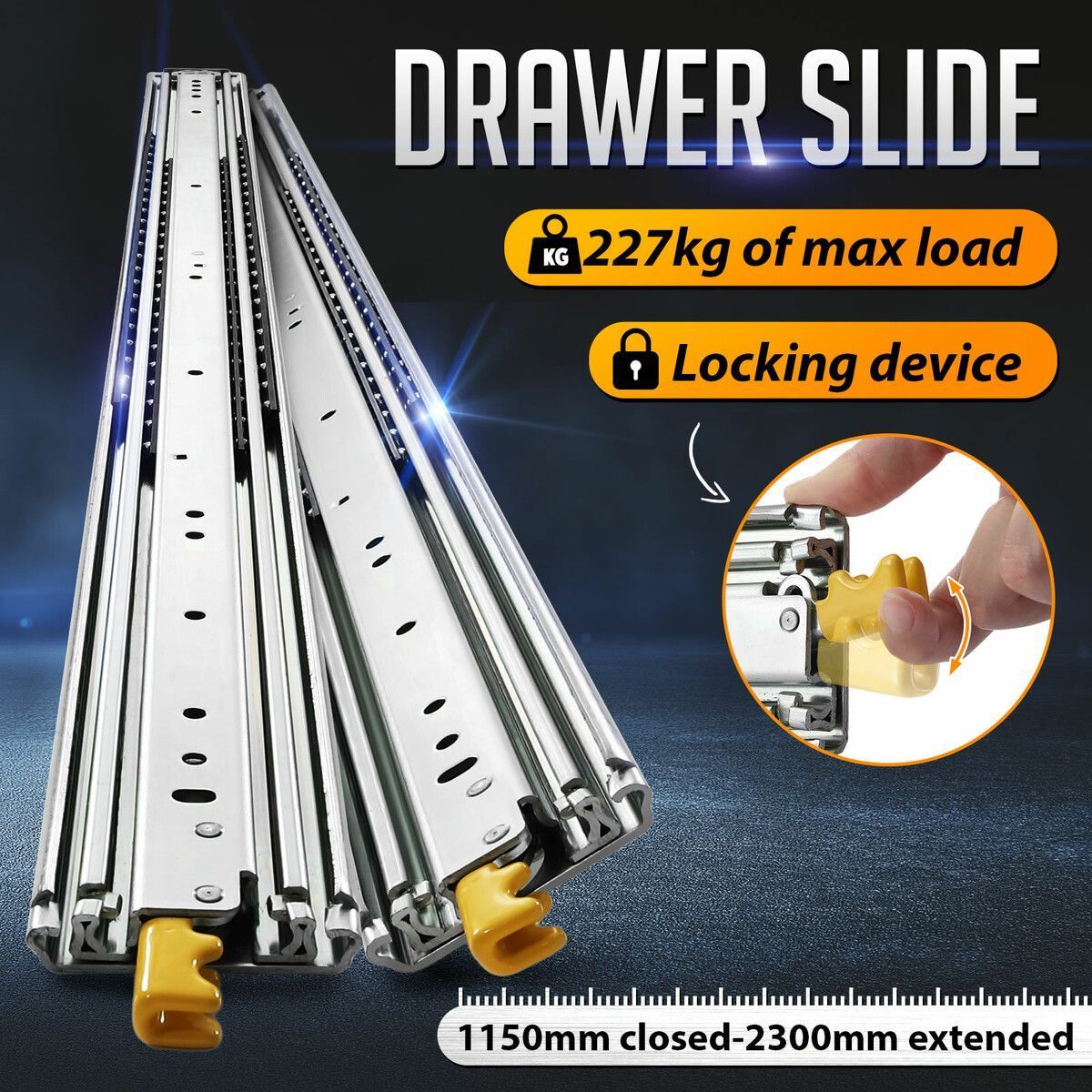 Heavy Duty Drawer Slide Rails Runners Locking Ball Bearing Guide ...
