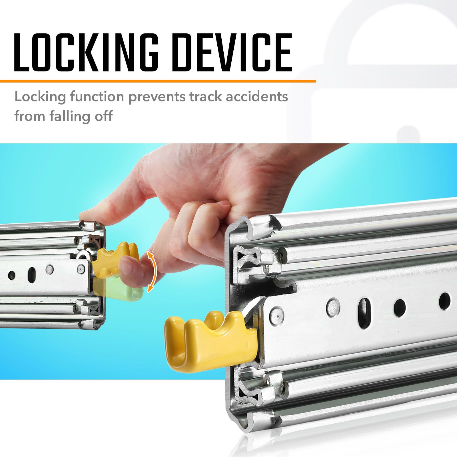 Drawer Slide Rails Heavy Duty Locking Runners Ball Bearing Cabinet ...