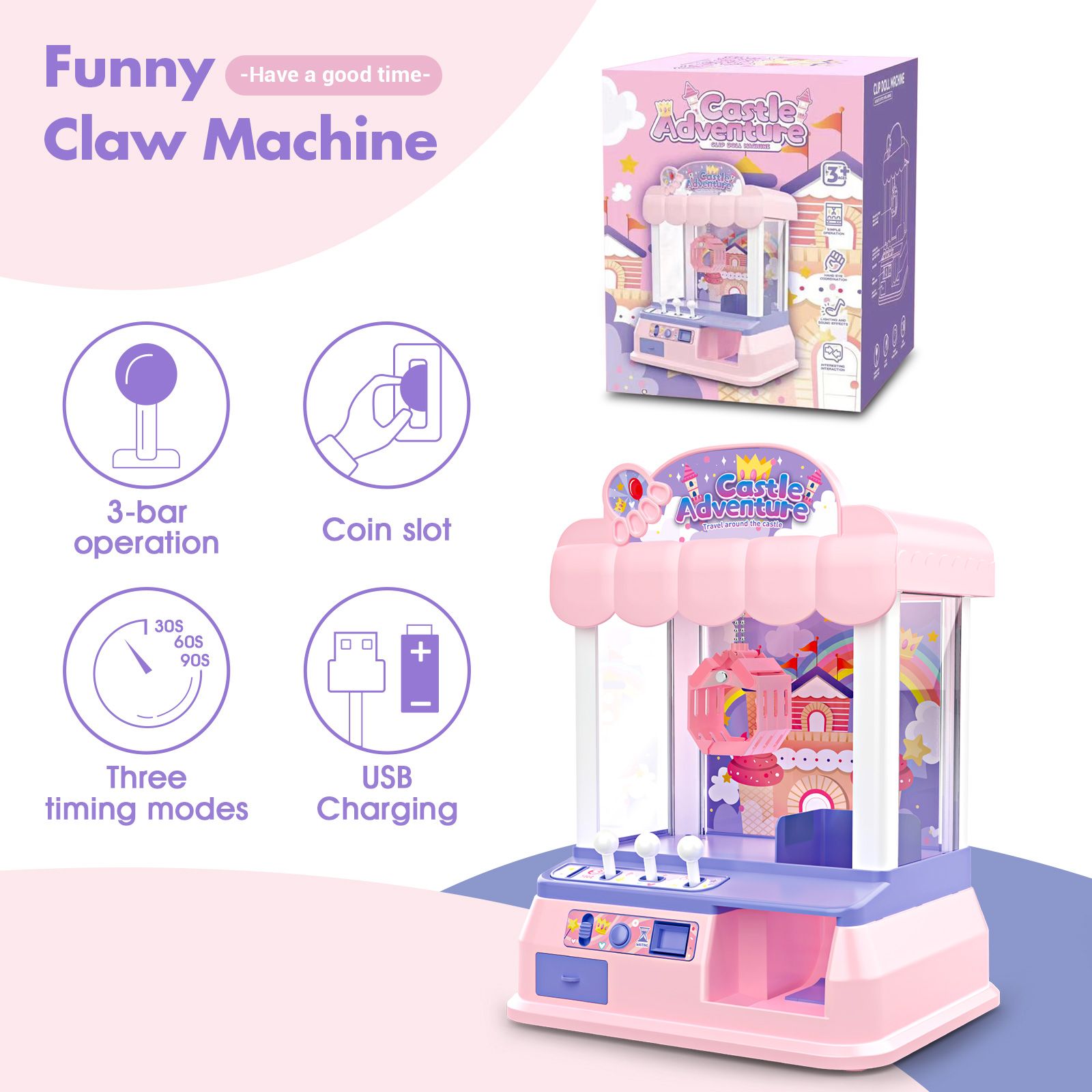 Mini Claw Machine Arcade Toy Grabber Candy Sweets Carnival Fair Gaming ...