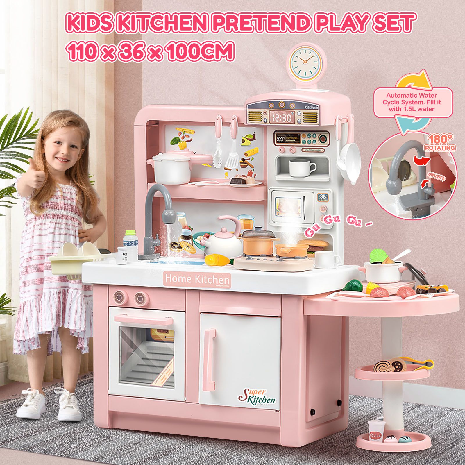 Pretend Kitchen Play Role Cooking Toys Set Children Cookery Cookware ...