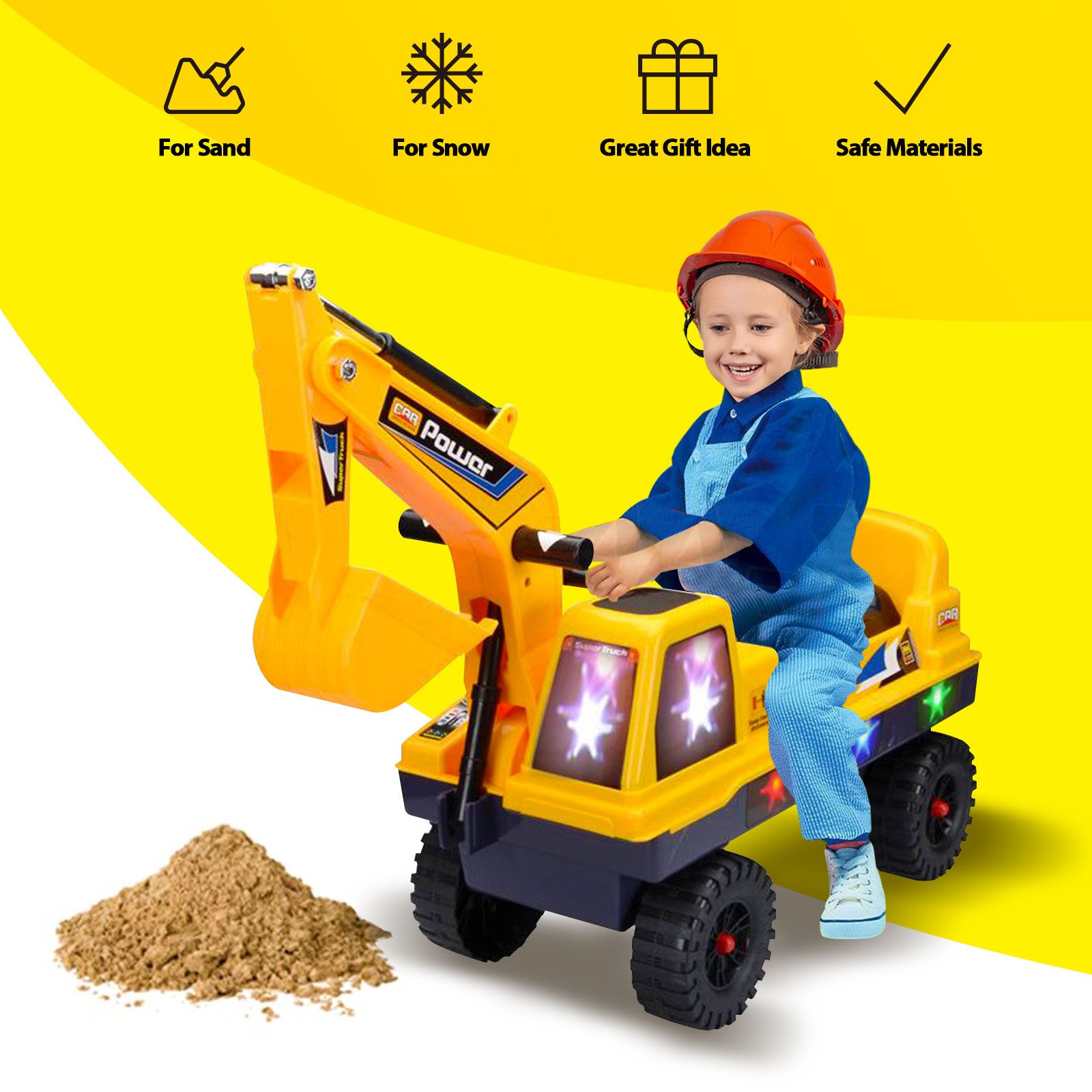 2in1 Excavator Toy Kid Ride on Digger Crane Electric Bulldozer Loader ...
