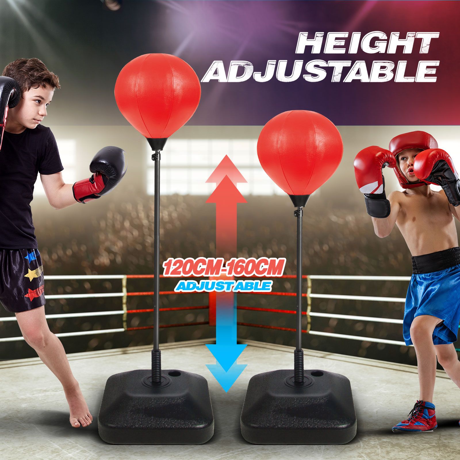 160CM Speed Ball Boxing Punching Bag Stand Set Height Adjustable ...