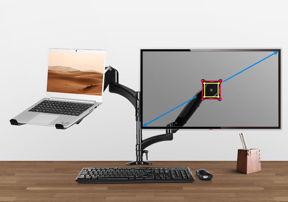 Monitor Arm Stand 2 In 1 Laptop Tray Riser Desk VESA Mount Computer ...