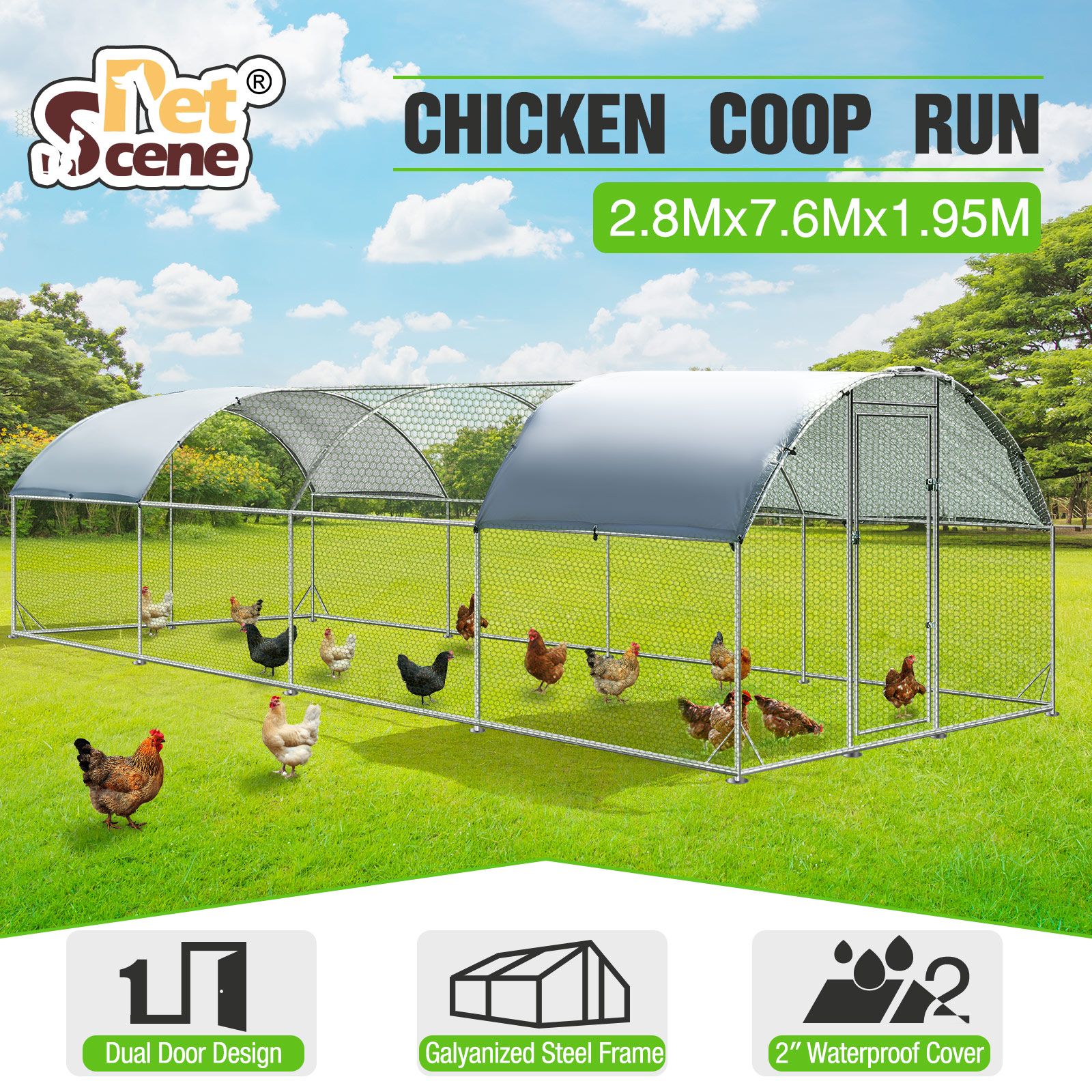 Chicken Run Coop Walk In Rabbit Hutch Bird Cage Chook Pen Shelter Dog ...