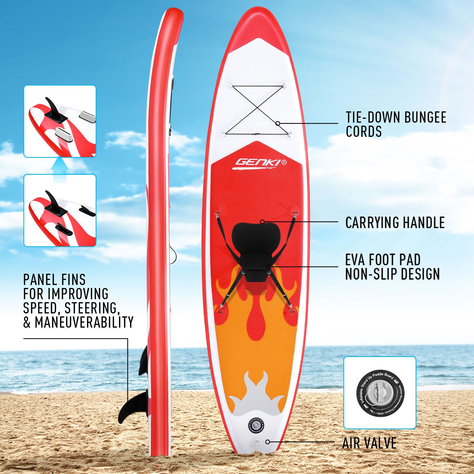 SUP Kayak Inflatable Stand Up Paddle Surfing Board Blow Foam Surfboard ...