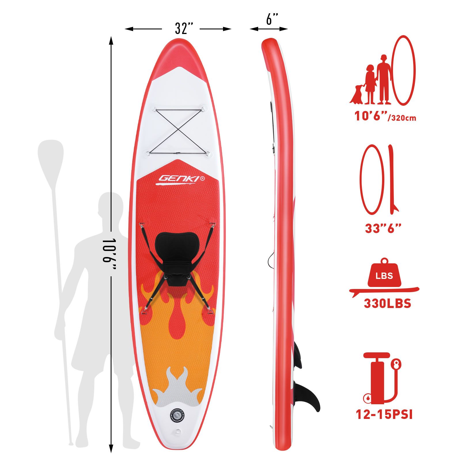 SUP Kayak Inflatable Stand Up Paddle Surfing Board Blow Foam Surfboard ...