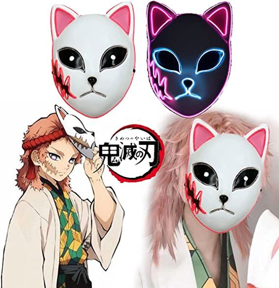 Halloween Demon Slayer Mask Japanese Anime Carnival Masquerade Fox Mask ...