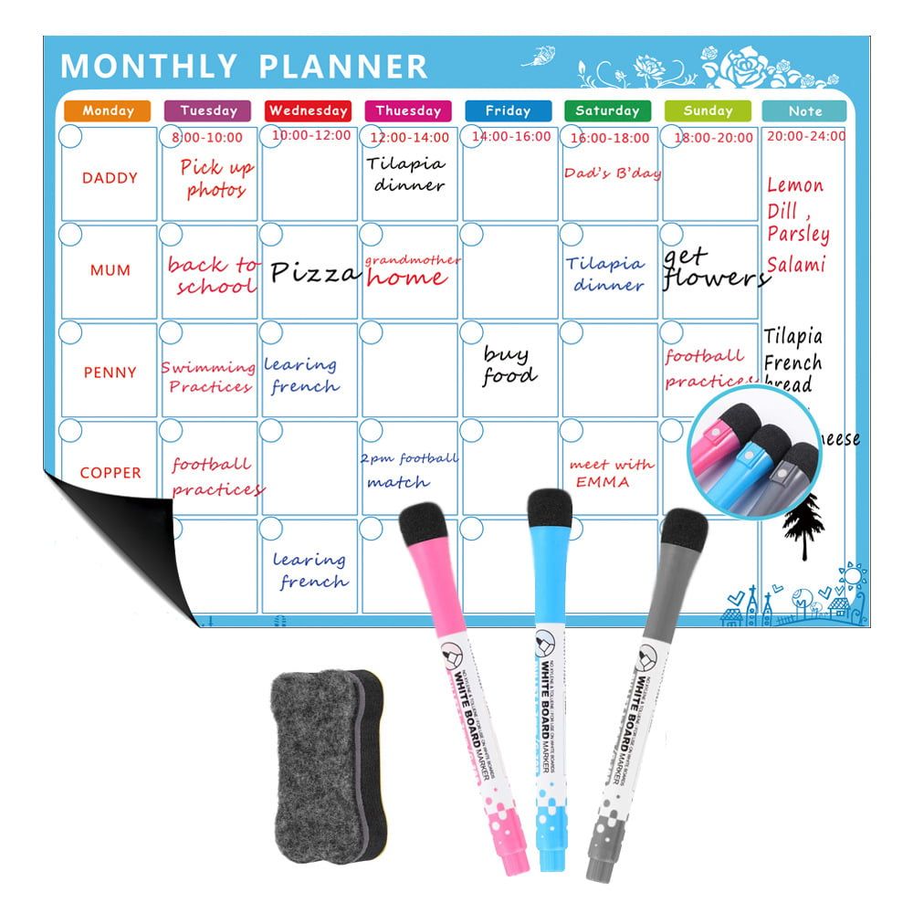 Erasable Month and Week Planner Magnetic Board Dry Erase Whiteboard ...