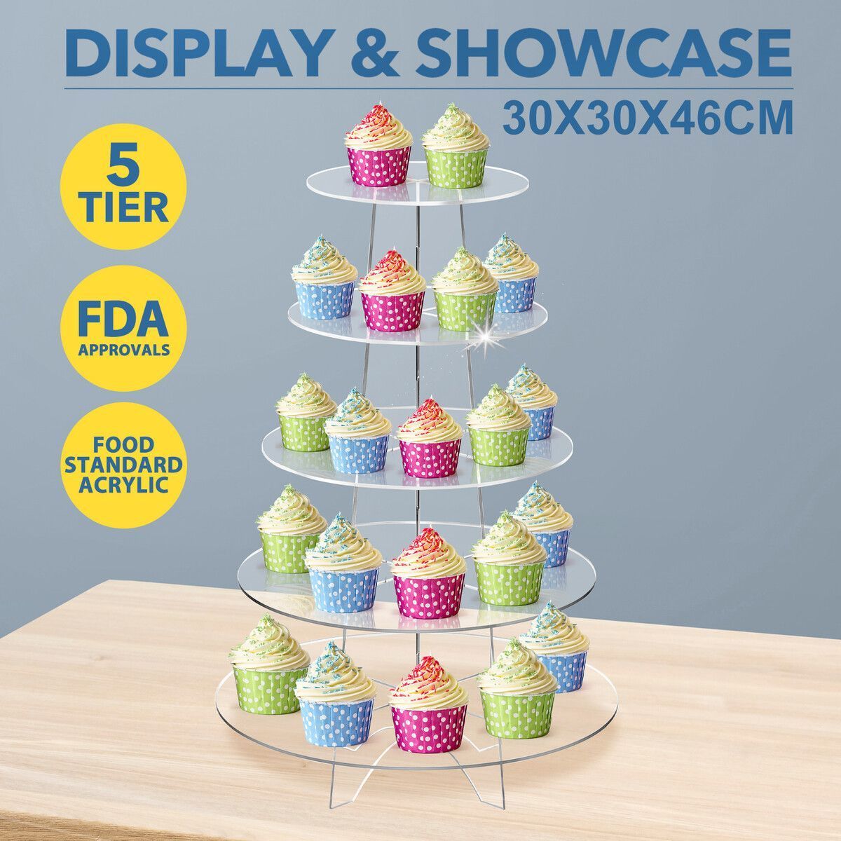 Acrylic Cupcake Stand 5 Tier Display Shelf Tower Unit Bakery Cake Donut ...