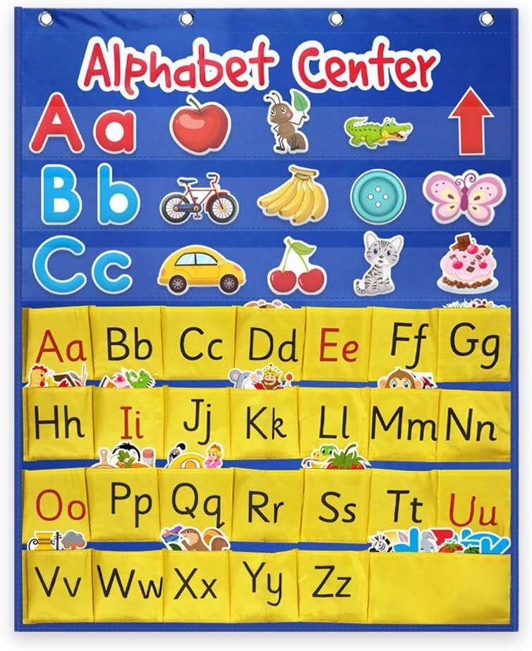 104 Pcs Alphabet Pocket Chart Activity Center Letter Recognition ...