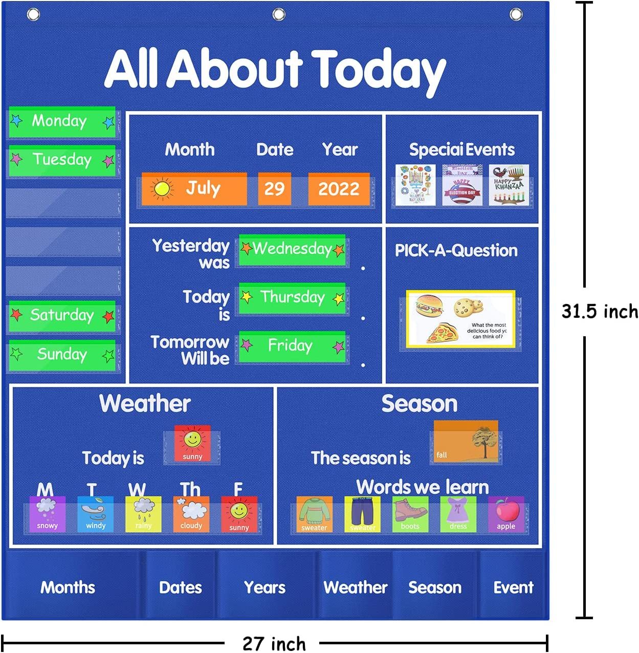 All About Today Circle Time Learning Center Pocket Chart Preschool ...