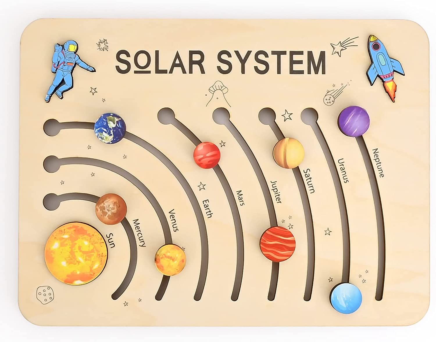 Wooden Solar System Planets Jigsaw Puzzles Space Education Toys ...