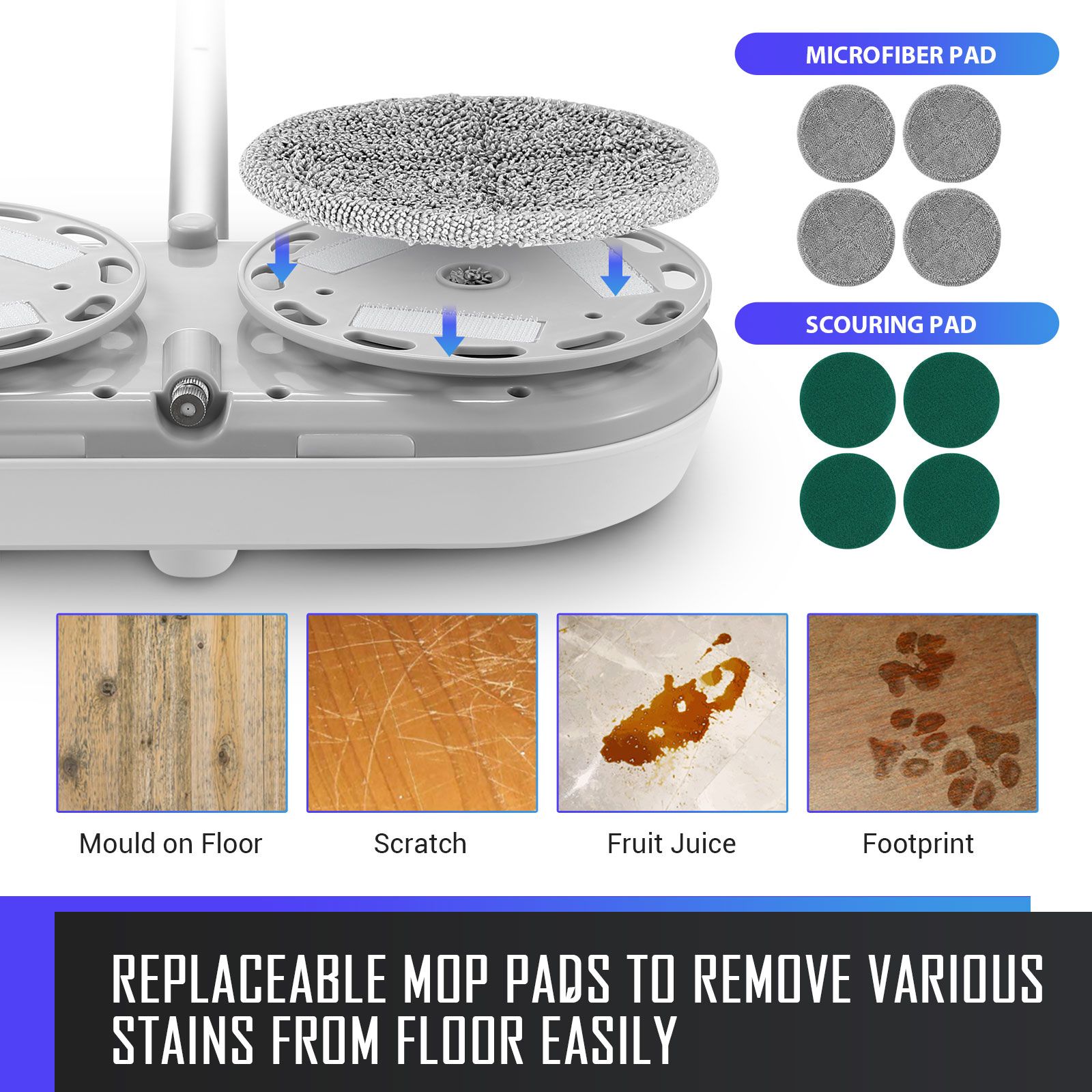 Mop Replacement Pads Scouring Green Scourer Microfiber Replaceable for ...