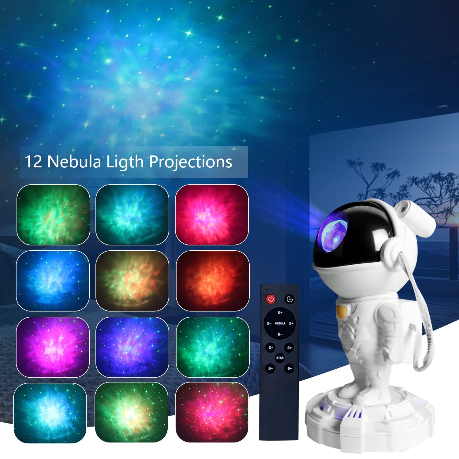 Star Projector Galaxy Night Lights Upgrade Astronaut Starry Nebula ...