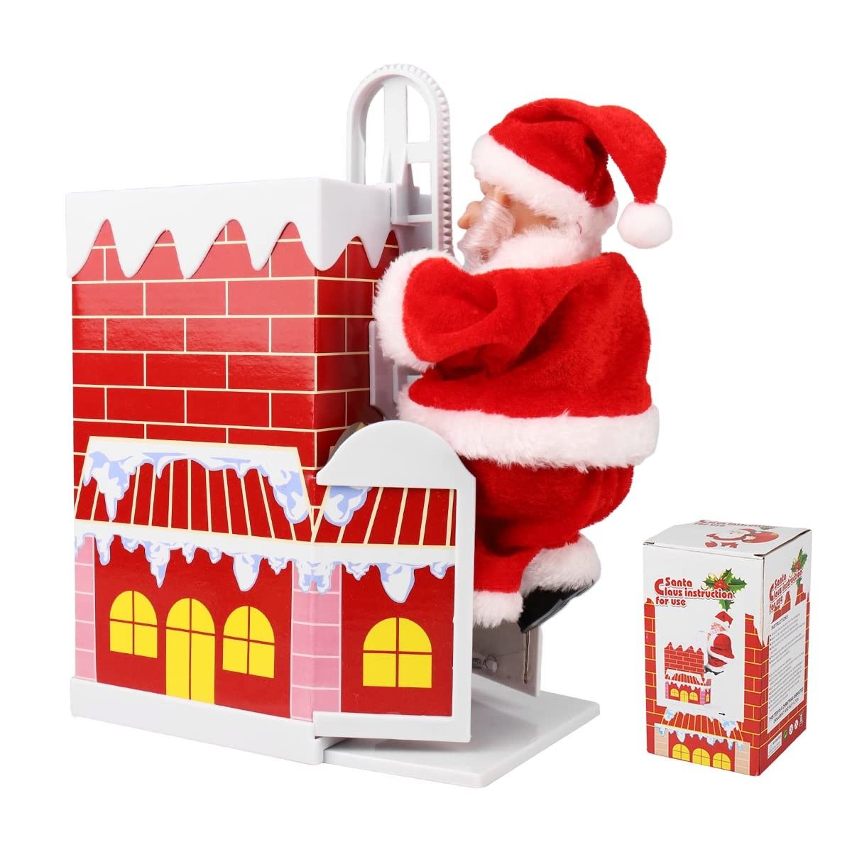 Creative Christmas Toys Climb The Chimney Over The Wall Electric Santa ...