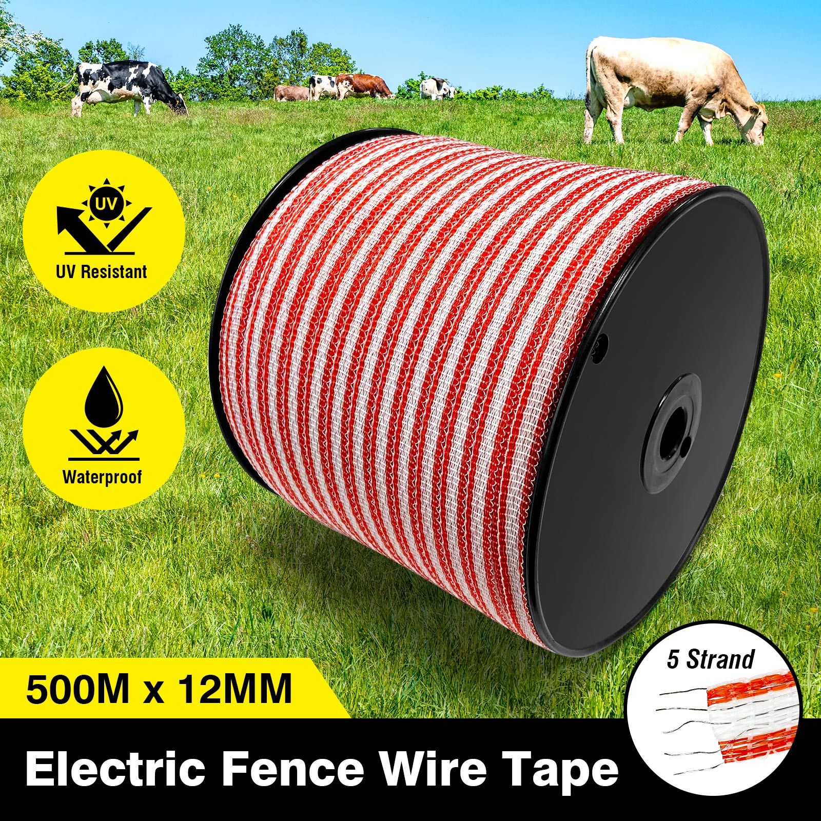 Electric Fence Poly Wire Tape 500 Meters 12mm Portable Temporary ...
