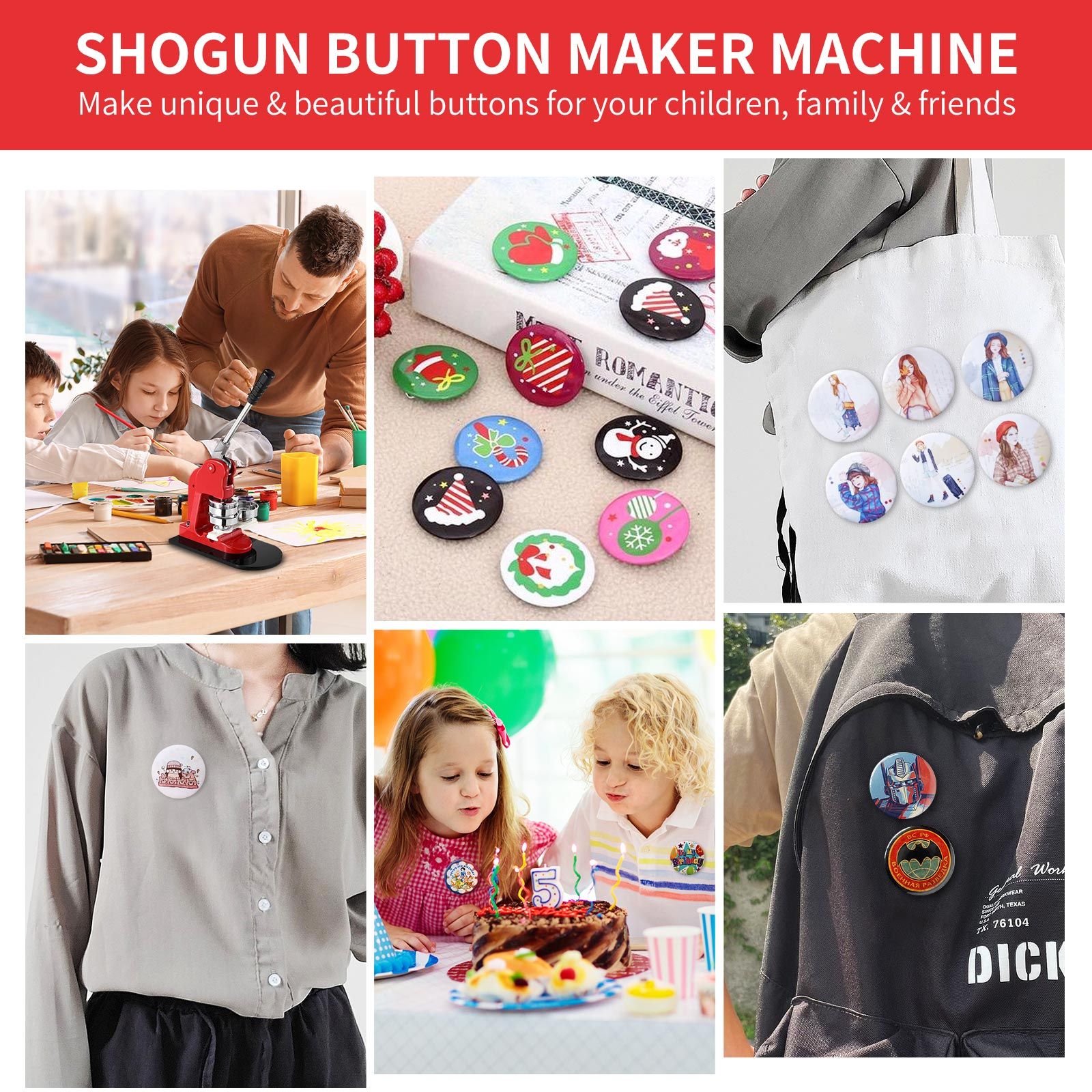 Button Badge Maker Machine Kit DIY Pin Press 58mm 500 Buttons Making ...