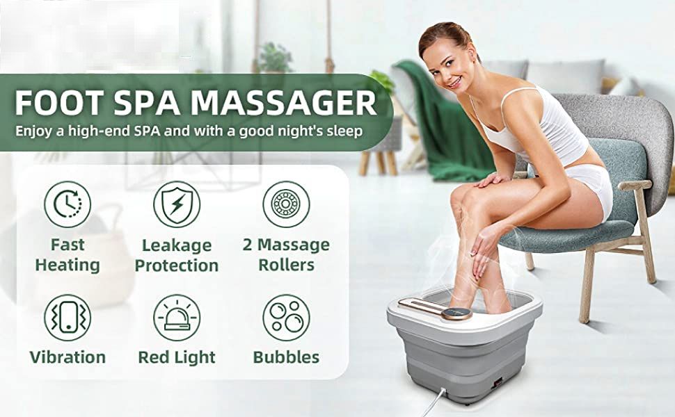 Heated Foot Spa,Foot Bath Spa with Heat and Massage Collapsible Foot ...